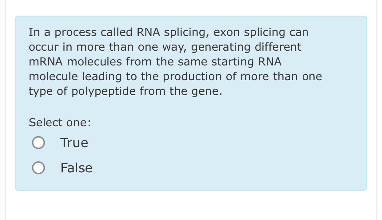 Solved In a process called RNA splicing, exon splicing can | Chegg.com