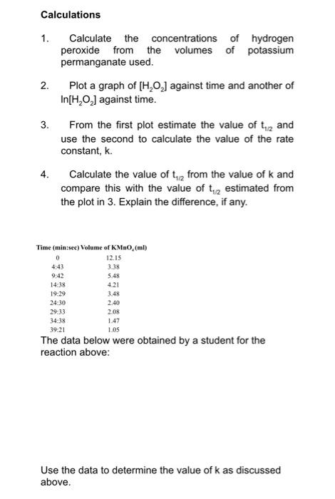 Solved Calculations 1. Calculate the concentrations of | Chegg.com