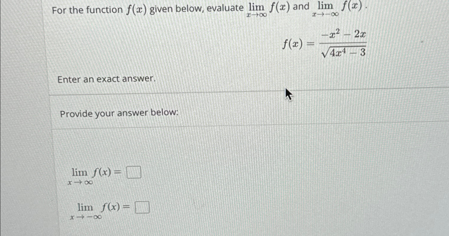 Solved For the function f(x) ﻿given below, evaluate | Chegg.com