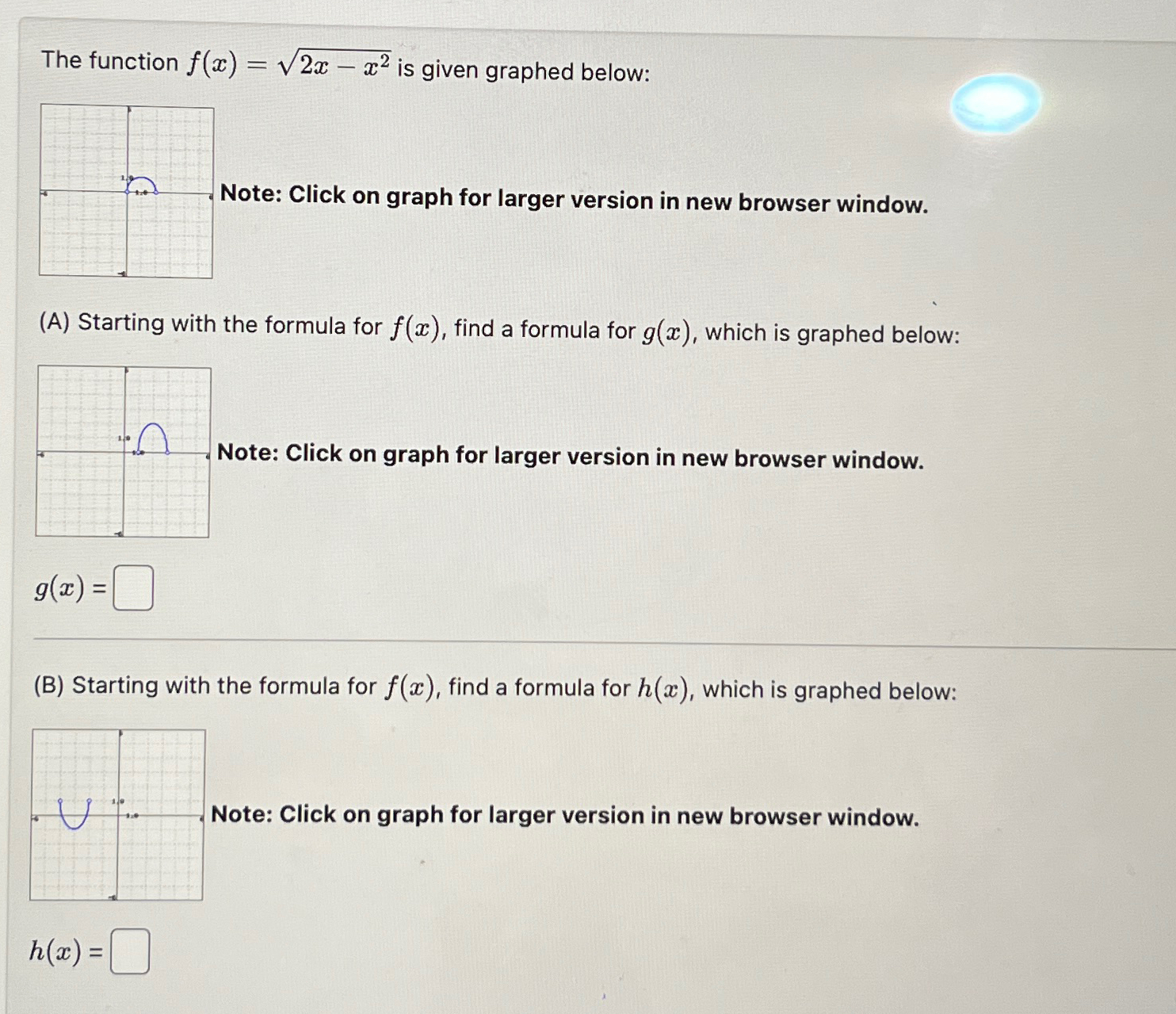 Solved The function f(x)=2x-x22 ﻿is given graphed | Chegg.com