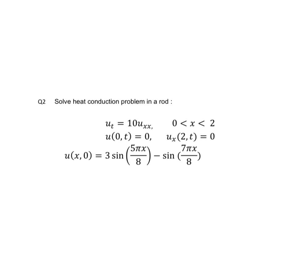 Solved Q2 ﻿Solve heat conduction problem in a rod | Chegg.com