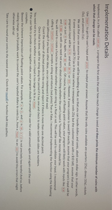 Solved Implementation Details Implement, in a file called | Chegg.com