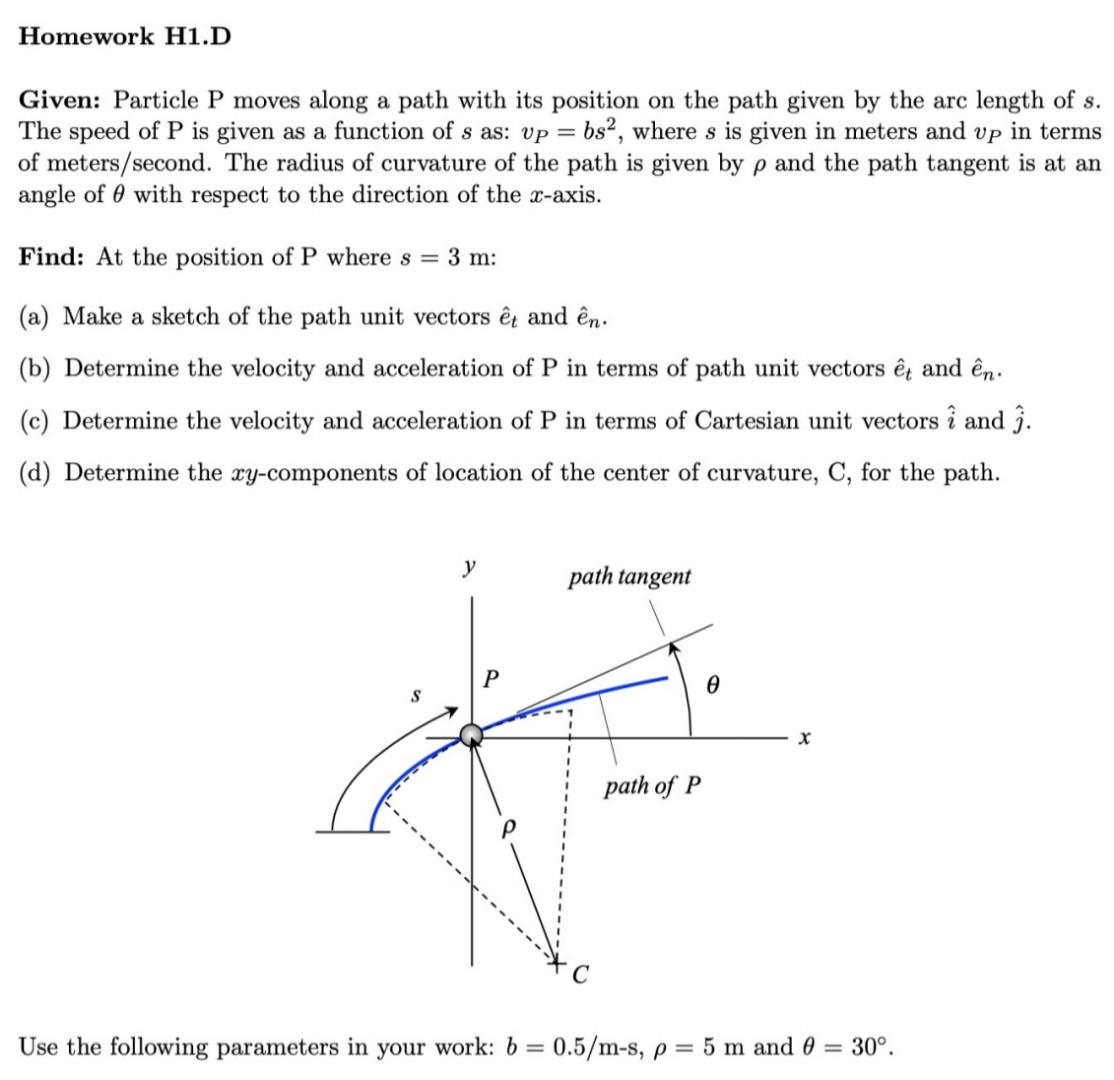 Solved Homework H1.DGiven: Particle P moves along a path | Chegg.com