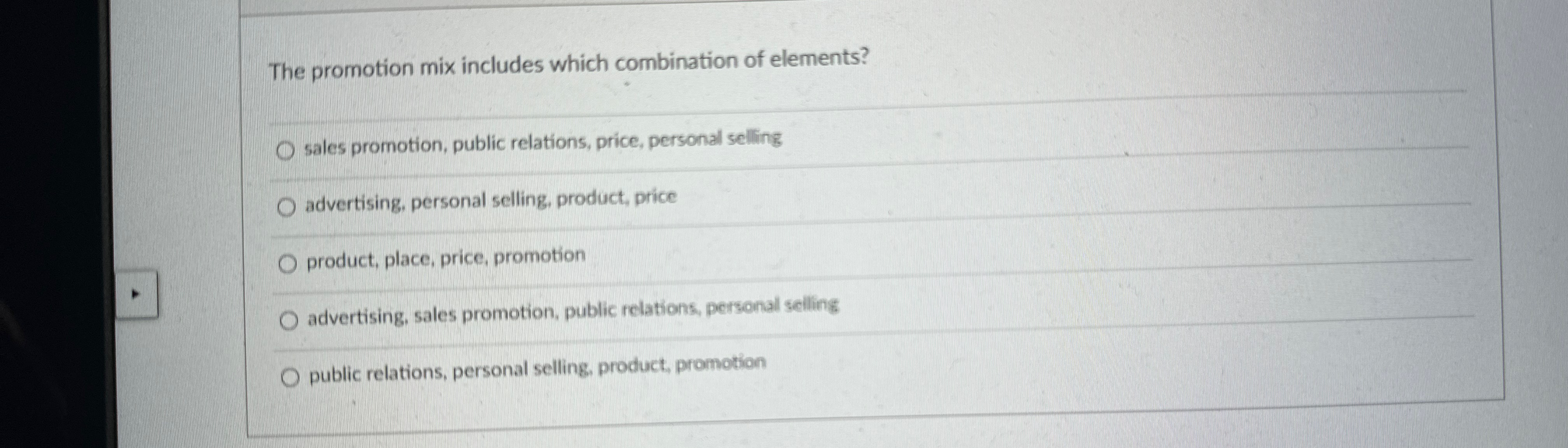 Solved The promotion mix includes which combination of | Chegg.com