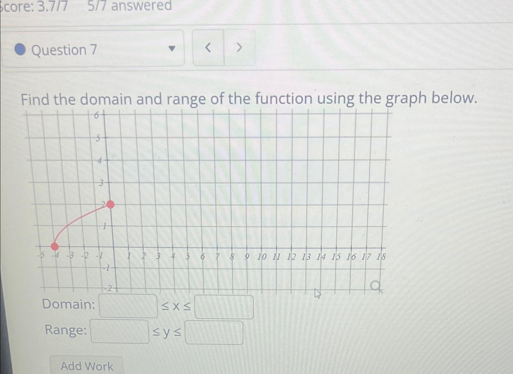 Solved core: 3.7175/7 ﻿answeredFind the domain and range of | Chegg.com