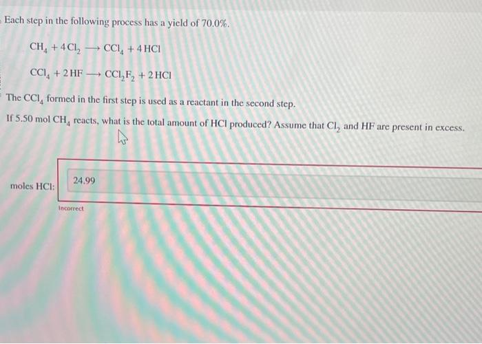 Solved Each step in the following process has a yield of | Chegg.com