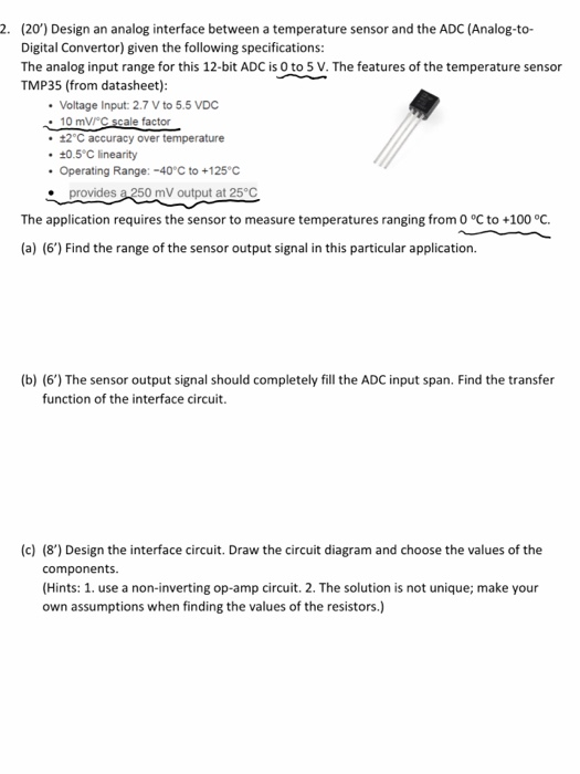 Solved 2. (20') Design an analog interface between a | Chegg.com