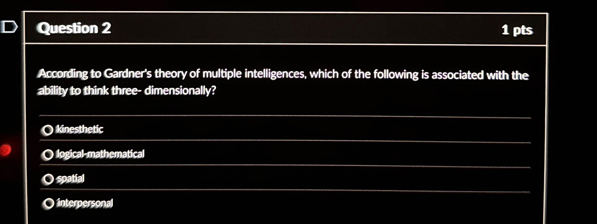 Solved Question 21 ﻿ptsAccording to Gardner's theory of | Chegg.com