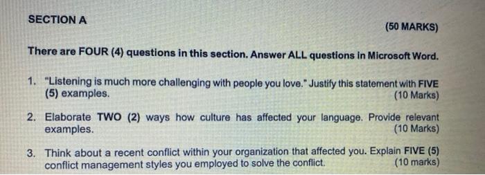 There are FOUR (4) questions in this section. Answer | Chegg.com