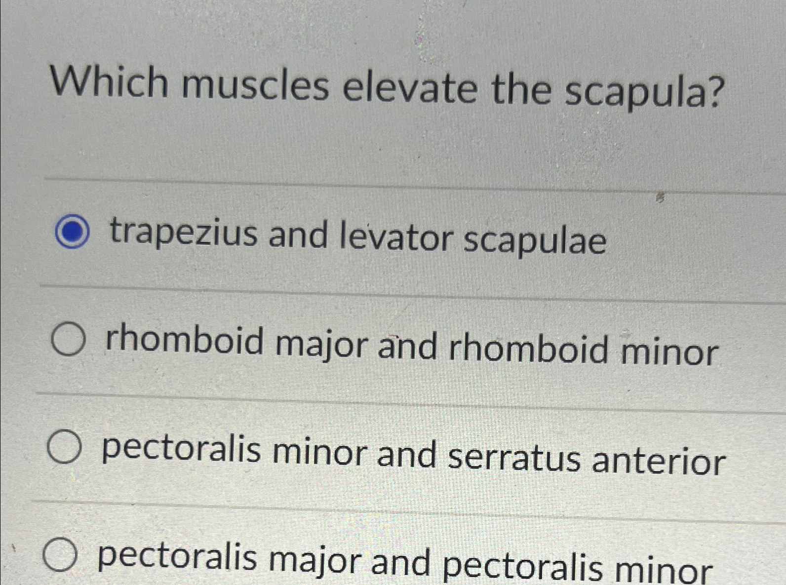 Solved Which muscles elevate the scapula?trapezius and | Chegg.com