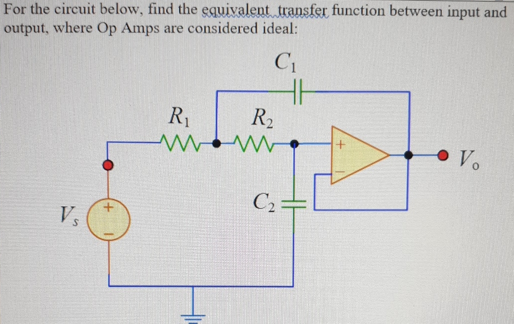 Solved For the circuit below, find the equivalent transfer | Chegg.com