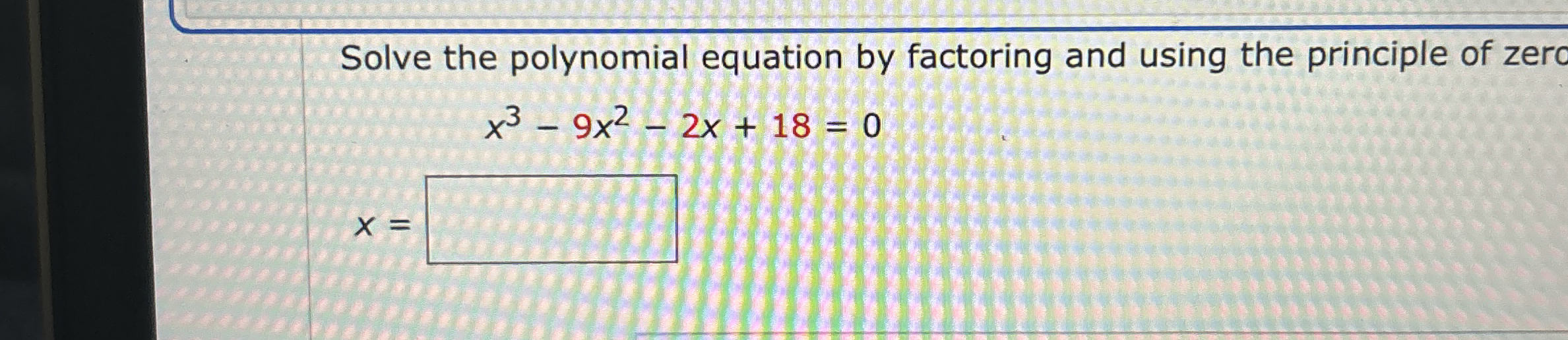 Solved Solve the polynomial equation by factoring and using | Chegg.com