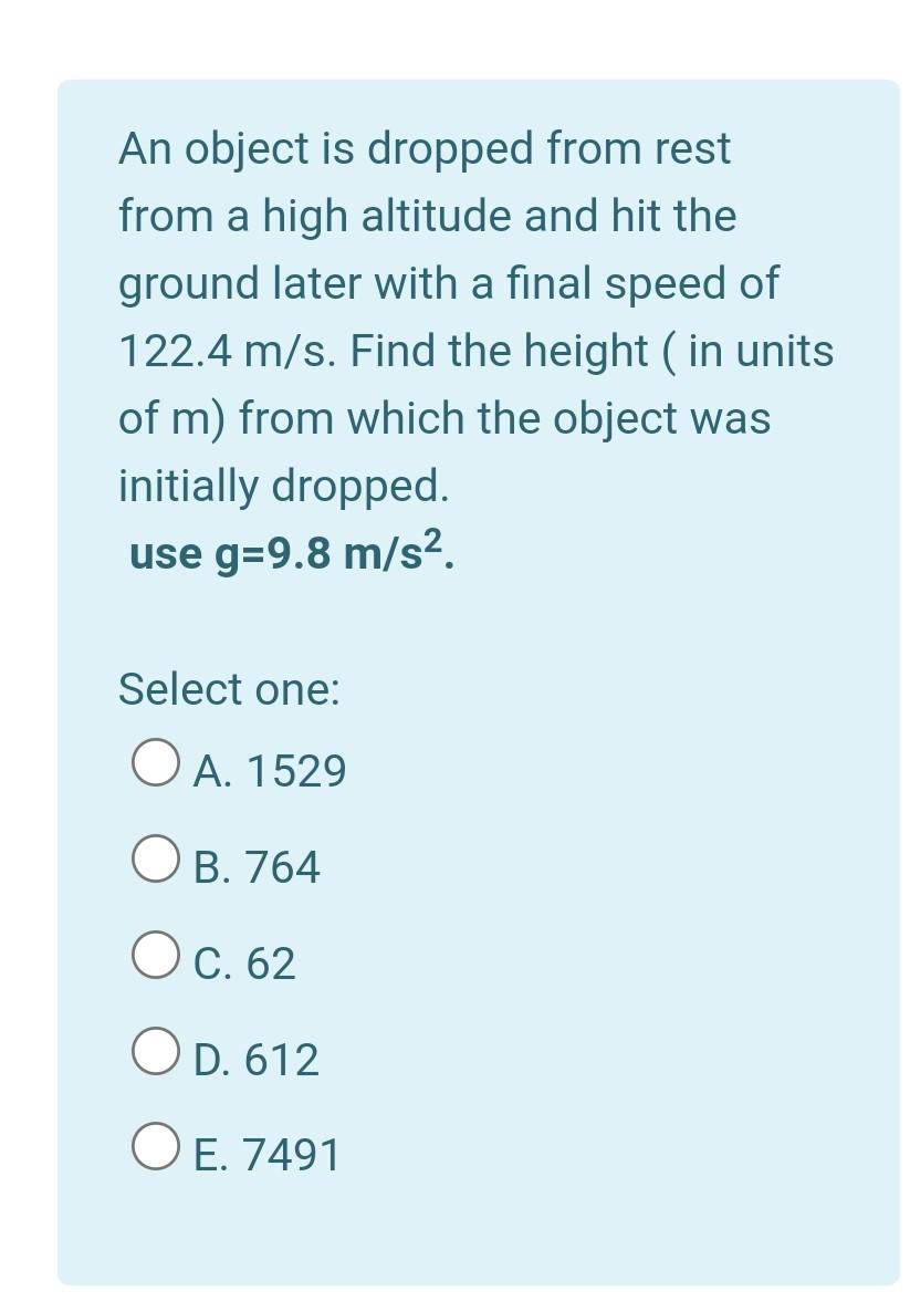 Solved An object is dropped from rest from a high altitude | Chegg.com