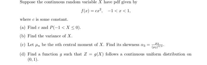 Solved f(x)=cx2,−1 | Chegg.com