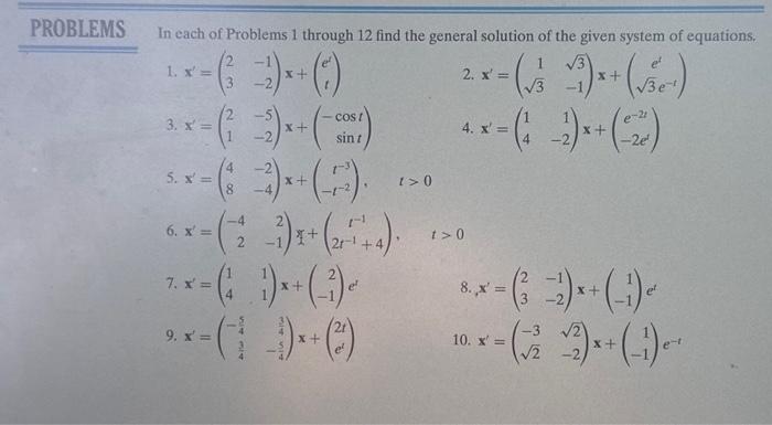 Solved In each of Problems 1 through 12 find the general | Chegg.com