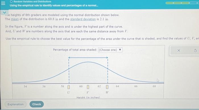 Solved ie heights of 8 th graders are modeled using the | Chegg.com