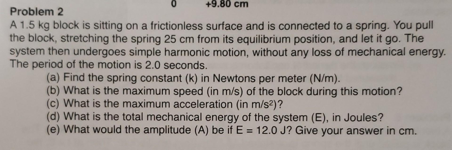 Solved Problem 2 A 1.5 kg block is sitting on a frictionless | Chegg.com