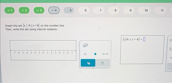 Solved Graph the set {x∣4≤x