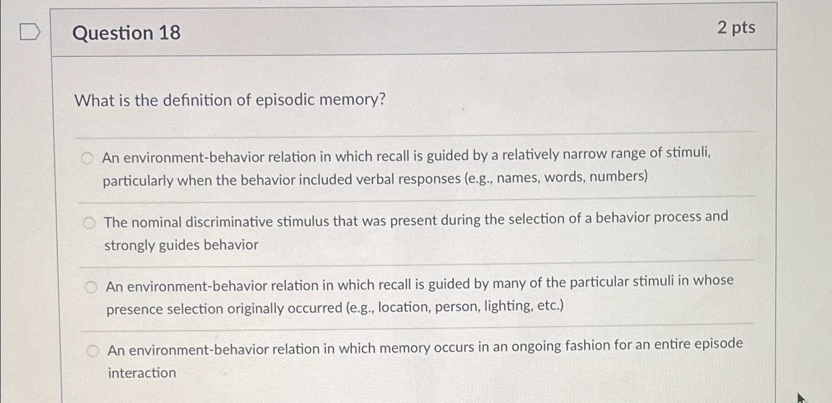 Solved Question 182ptsWhat is the definition of episodic | Chegg.com