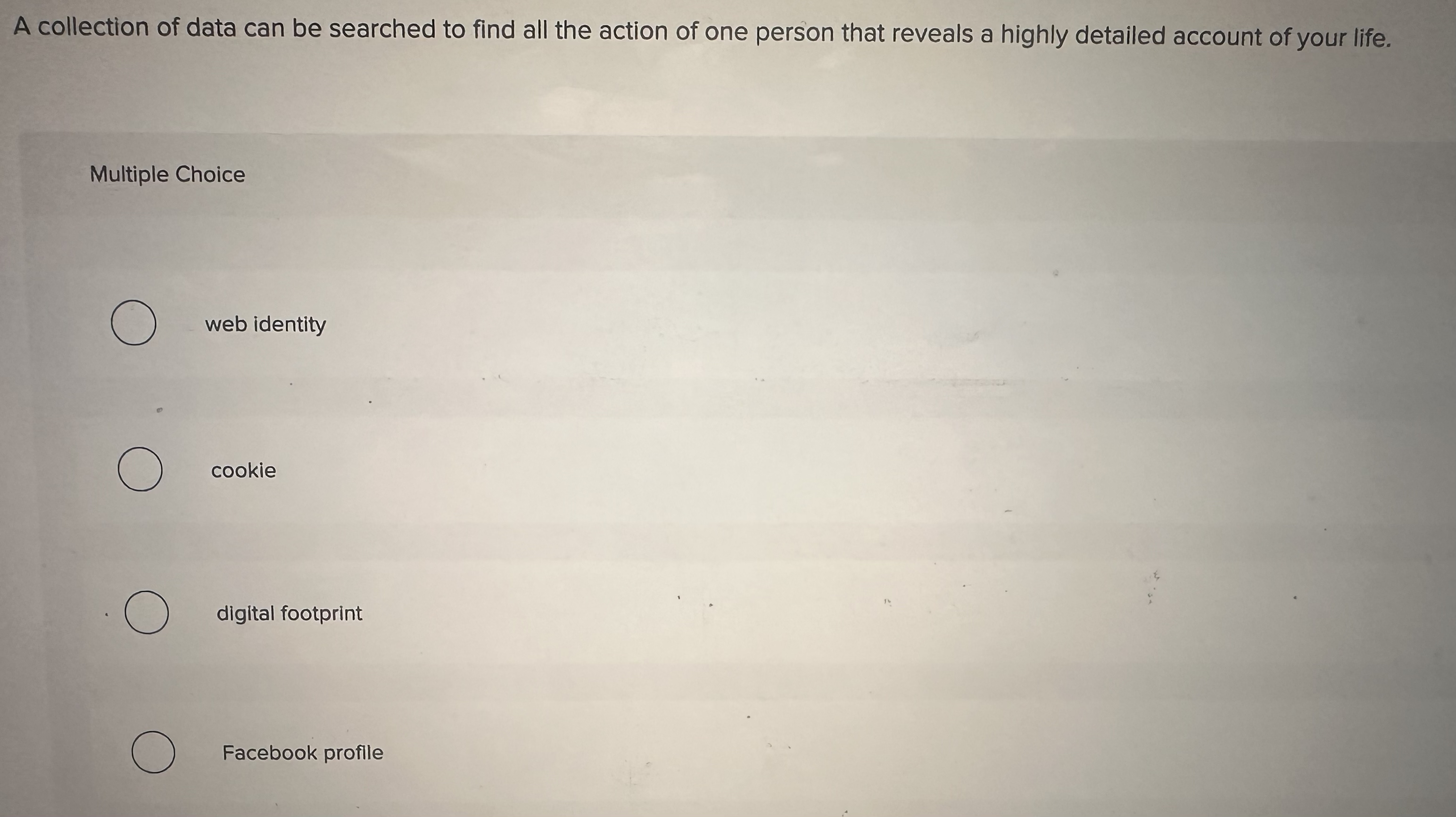 Solved A collection of data can be searched to find all the | Chegg.com
