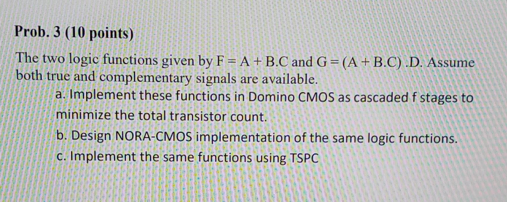 Solved Prob. 3 (10 points) The two logic functions given by | Chegg.com