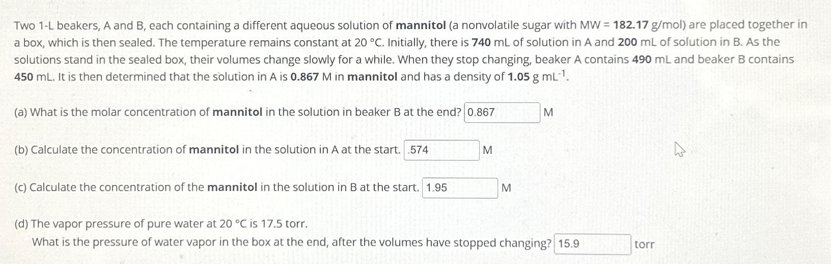 Solved Two 1- L ﻿beakers, A and B, ﻿each containing a | Chegg.com