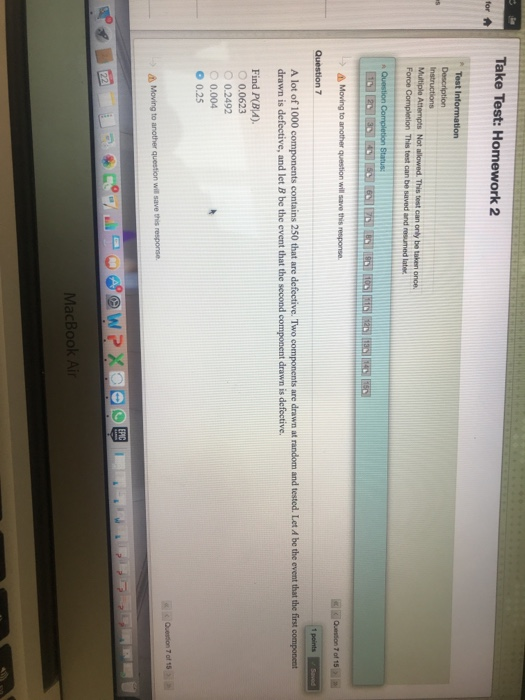 Solved Take Test: Homework 2 Test Information Description | Chegg.com