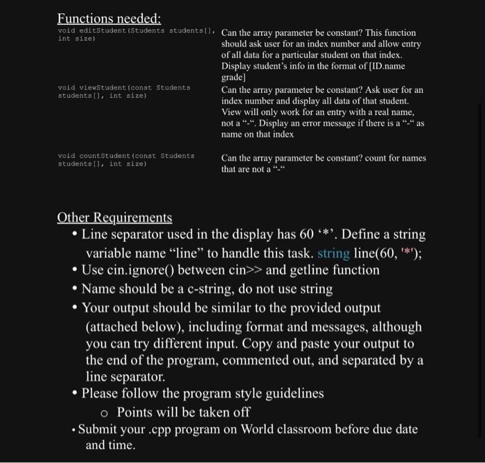 Program Description: This is a continuation of last | Chegg.com