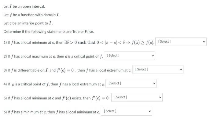 Solved Let I be an open interval. Let f be a function with | Chegg.com