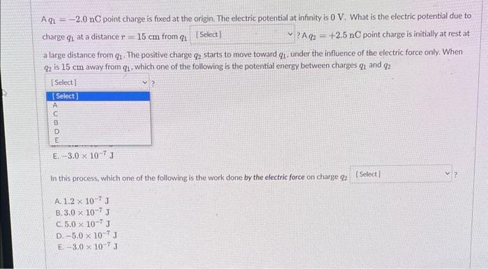 Solved A q1=−2.0nC point charge is fixed at the origin. The | Chegg.com