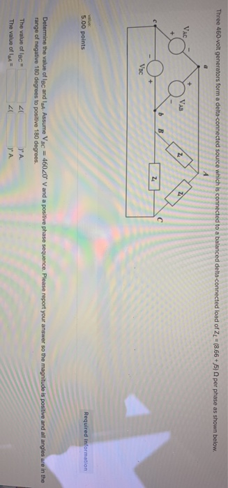 Solved Three 460-volt generators form a delta-connected | Chegg.com