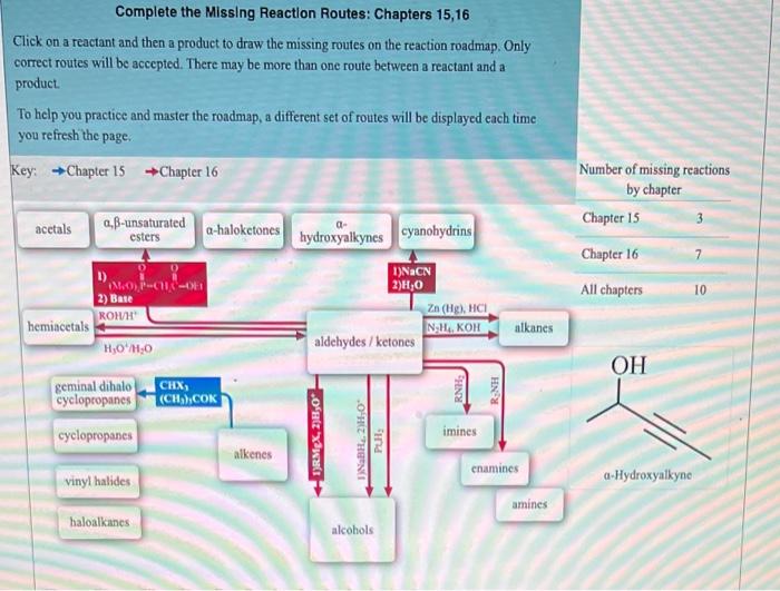 B Complete the Missing Reaction Routes: Chapters | Chegg.com
