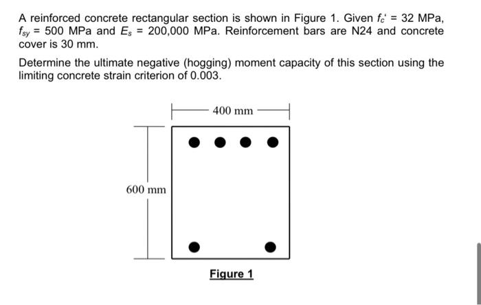 Solved A reinforced concrete rectangular section is shown in | Chegg.com