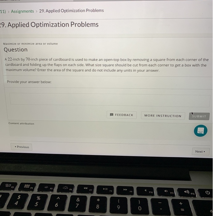Solved 11) » Assignments > 29. Applied Optimization Problems | Chegg.com