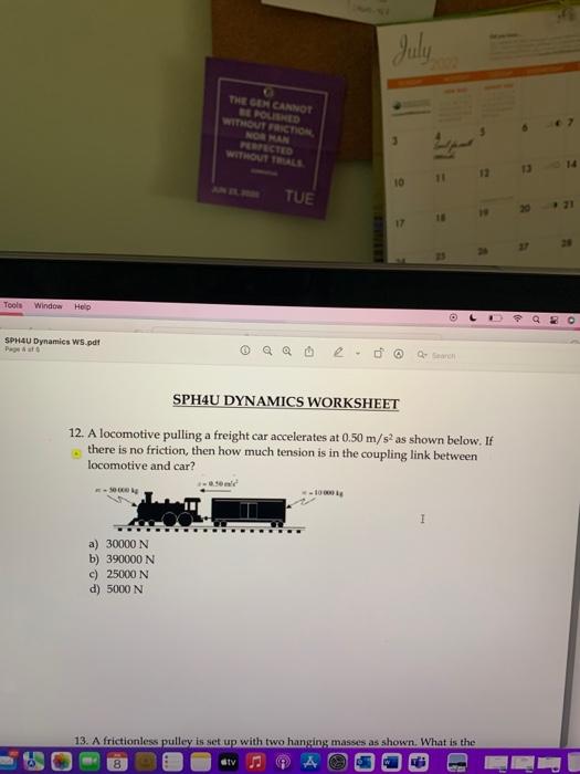 Solved Tools Window Help SPH4U Dynamics WS.pdf Page&f | Chegg.com