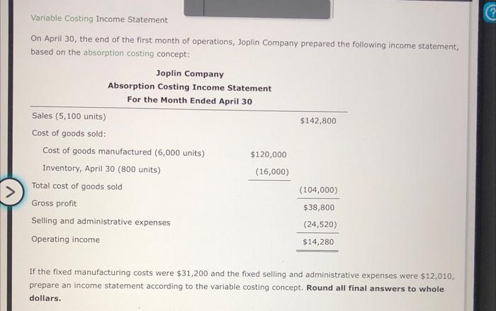 On April 30, the end of the first month of | Chegg.com