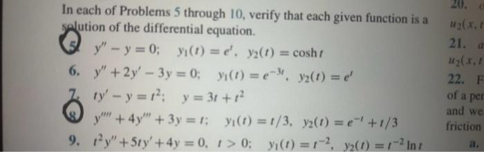 Solved In each of Problems 5 through 10, verify that each | Chegg.com