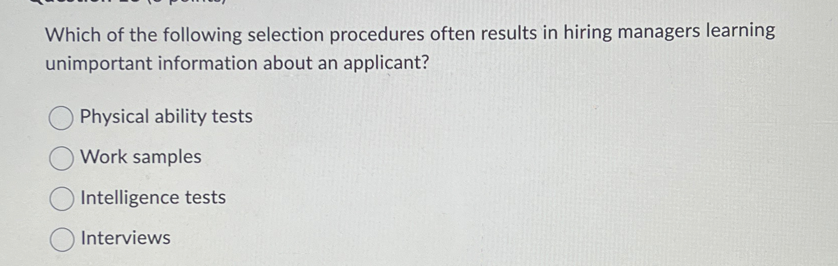 Solved Which of the following selection procedures often | Chegg.com