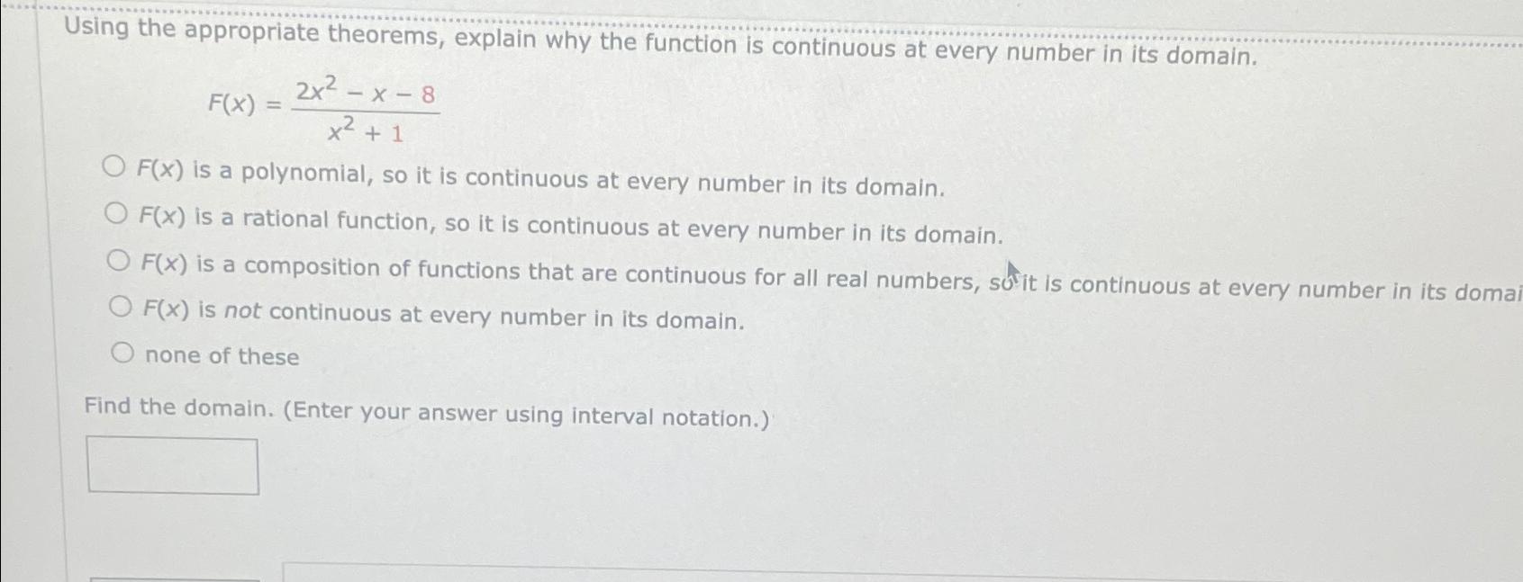 Solved Using the appropriate theorems, explain why the | Chegg.com