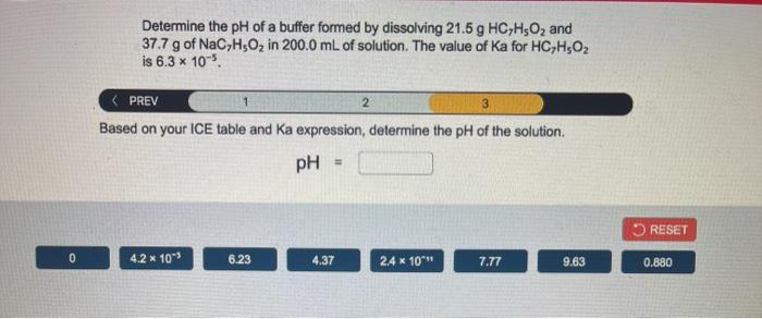 Solved Determine the pH of a buffer formed by dissolving | Chegg.com