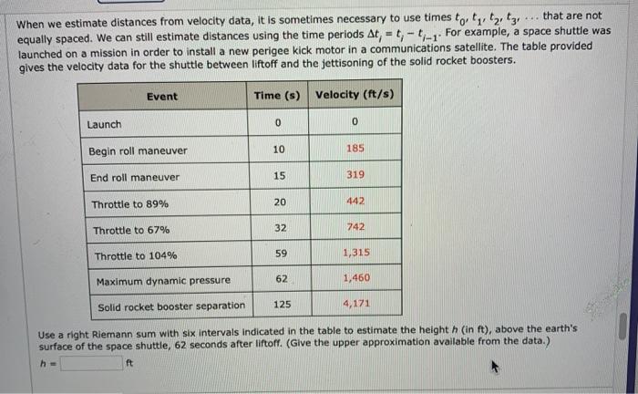 Solved One way estimate distances From velocity data it is | Chegg.com