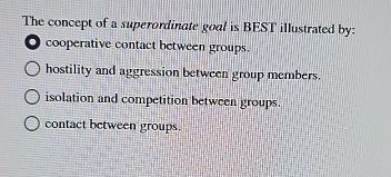 Solved The concept of a superordinate goal is BEST | Chegg.com