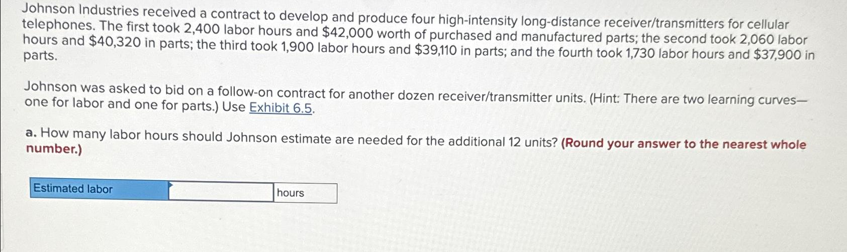 Solved Johnson Industries received a contract to develop and | Chegg.com