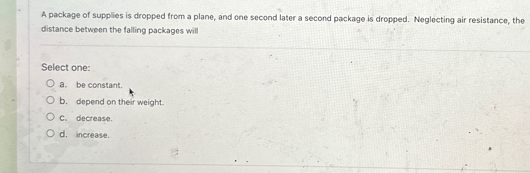 A package of supplies is dropped from a plane, and | Chegg.com