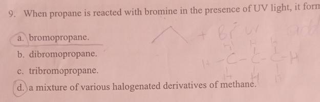Solved When propane is reacted with bromine in the presence | Chegg.com