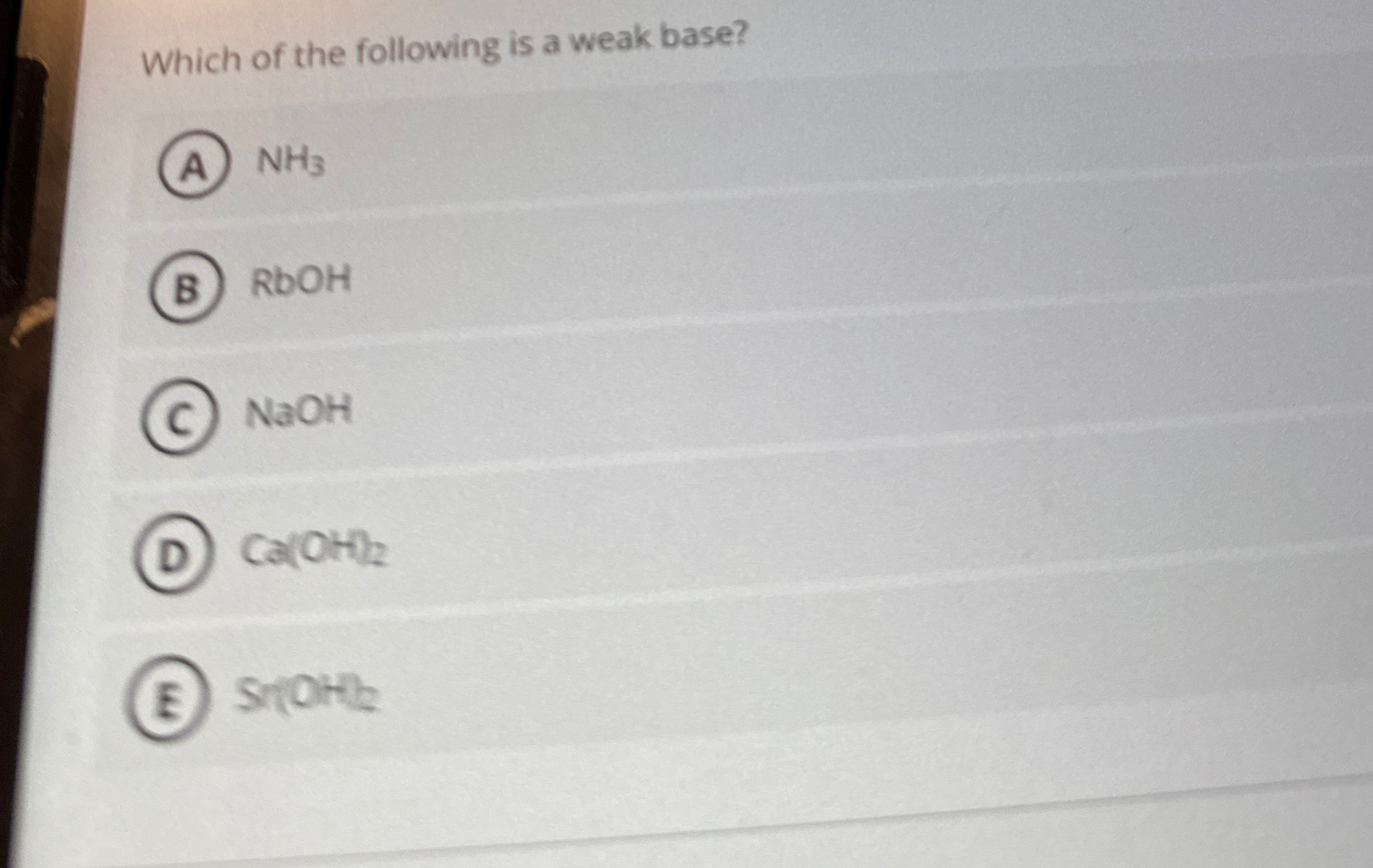 Solved Which of the following is a weak | Chegg.com