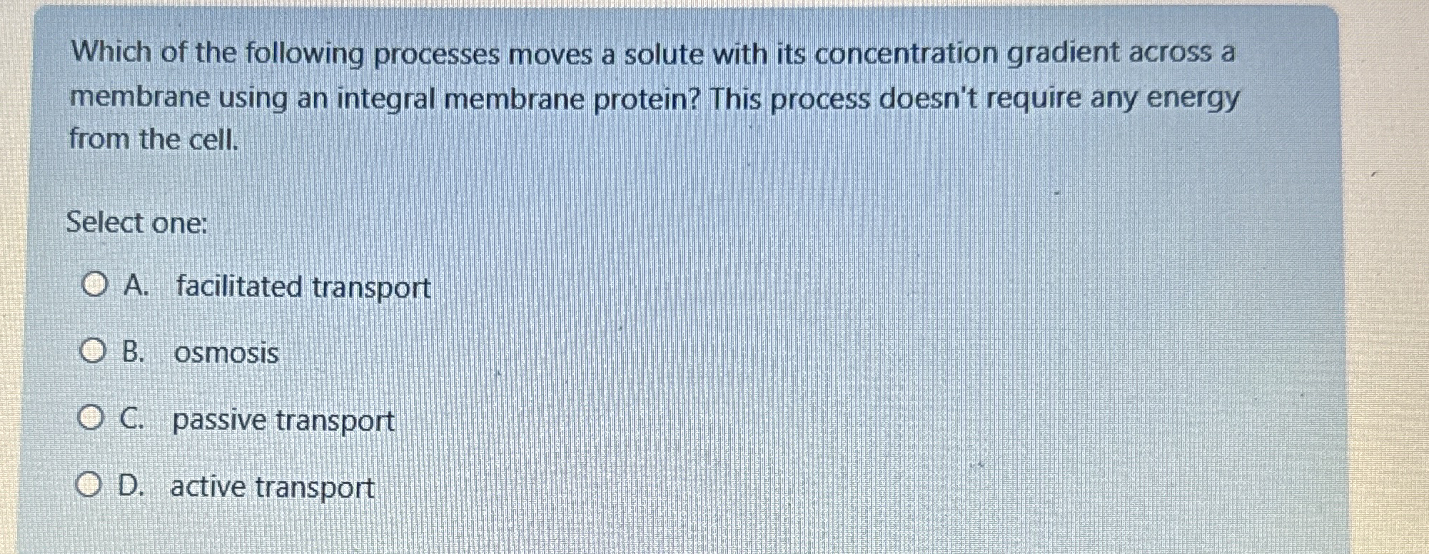 Solved Which of the following processes moves a solute with | Chegg.com