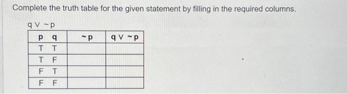Solved Complete the truth table for the given statement by | Chegg.com