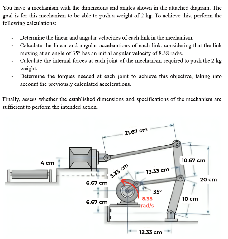 Solved You have a mechanism with the dimensions and angles | Chegg.com