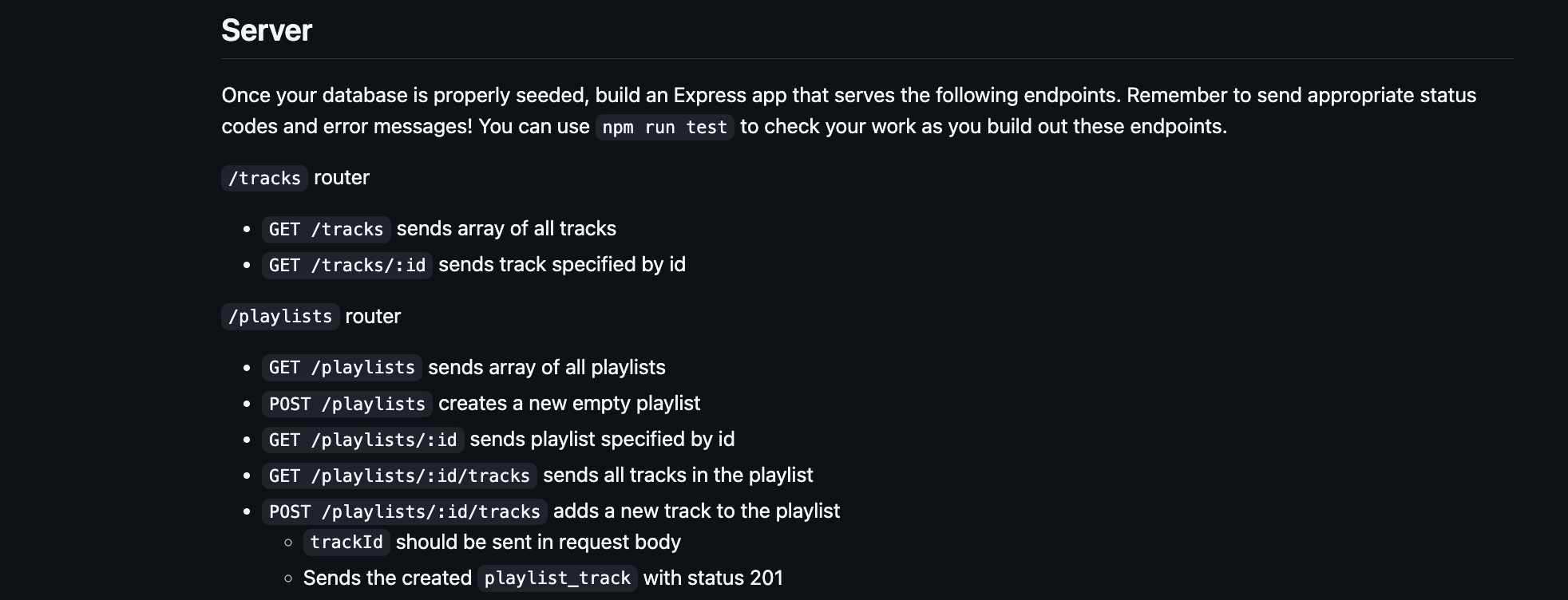 Solved Server Once your database is properly seeded, build | Chegg.com